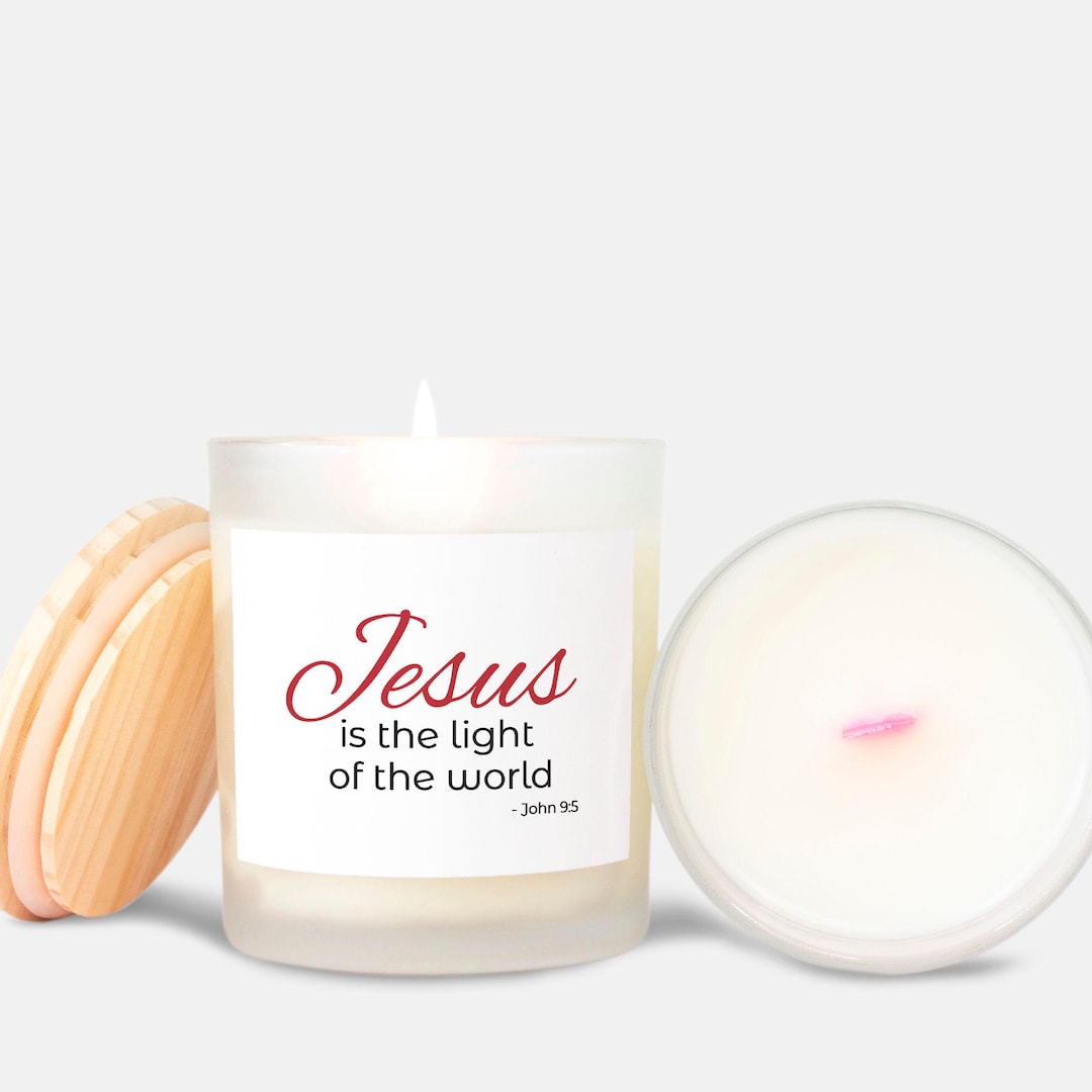 Jesus - the Light of the World Candle Frosted Glass | Bible Verse ...