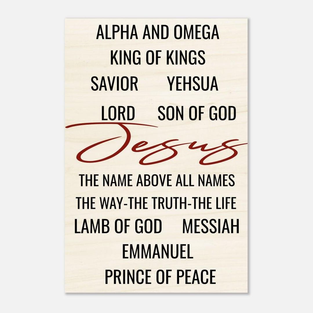 Christian Wall Art Canvas Names of Jesus Wooden Canvas Christian Gift ...