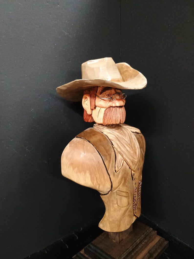 Cowboy, Old West, Hand Carved, Figurine, Hand Made, Wood Carving ...