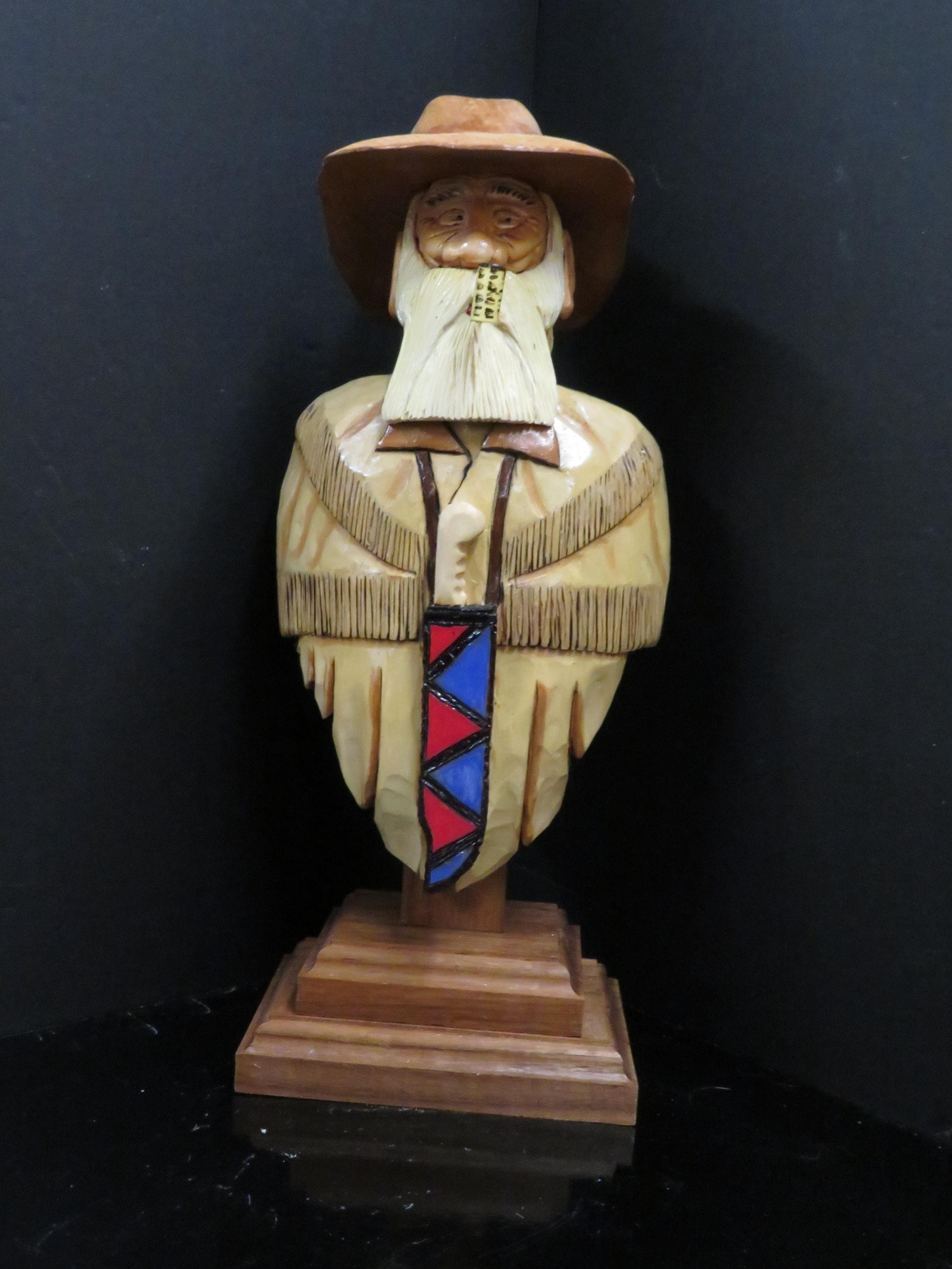 Hand Carved, Wood Carvings, Wooden Figurines, Folk Art, Wood, Statues, Trapper, Mountain Man - Etsy