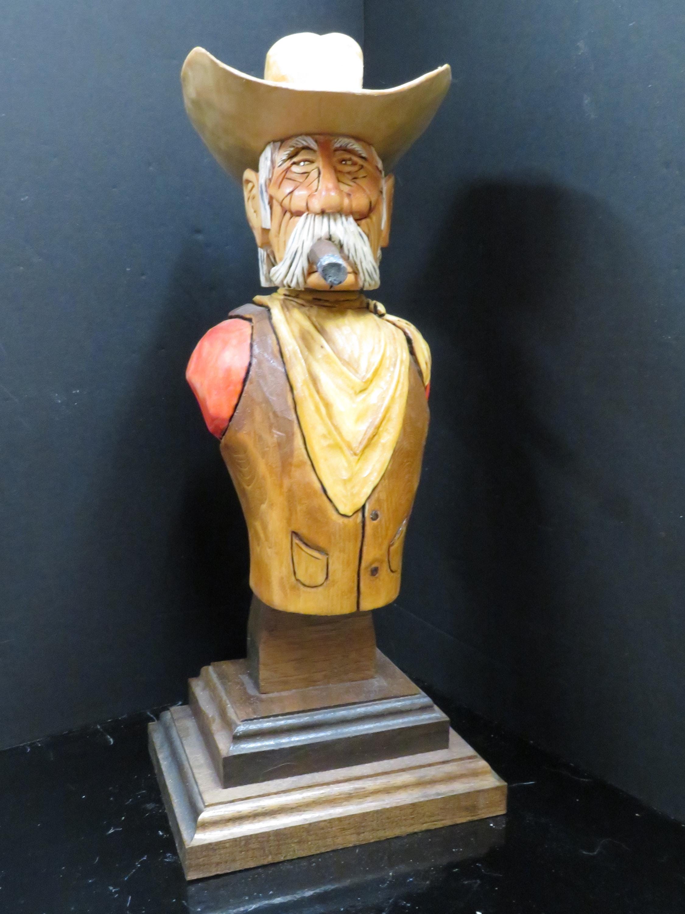 Cowboy, Hand Carved, Wood Carvings, Wooden Figurines, Folk Art, Old ...
