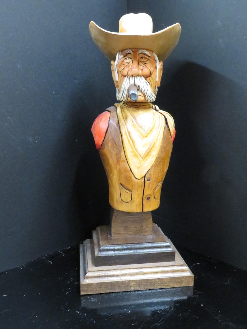 Cowboy, Hand Carved, Wood Carvings, Wooden Figurines, Folk Art, Old ...
