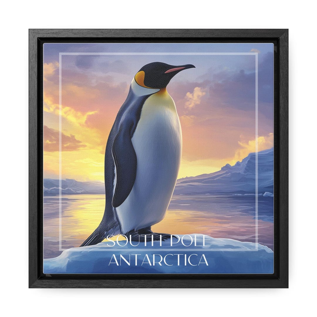 Penguin Travel Poster Gallery Canvas Wrap, Square Frame Art, South Pole ...