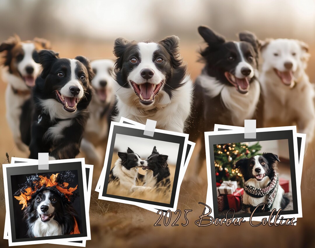 Border Collie Calendar 2024, Dog Lovers Gift, Cute Puppy Calendar, Wall ...