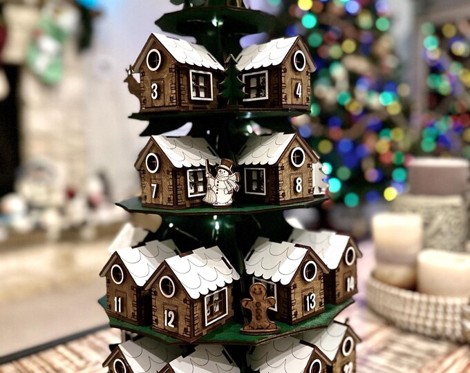 Wooden Gingerbread Cabin Advent Calendar – 24 Days of Christmas Magic ...