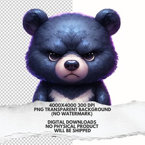 Grumpy Bears Clip Art Angry Bears Set of 8 Transparent Background High ...