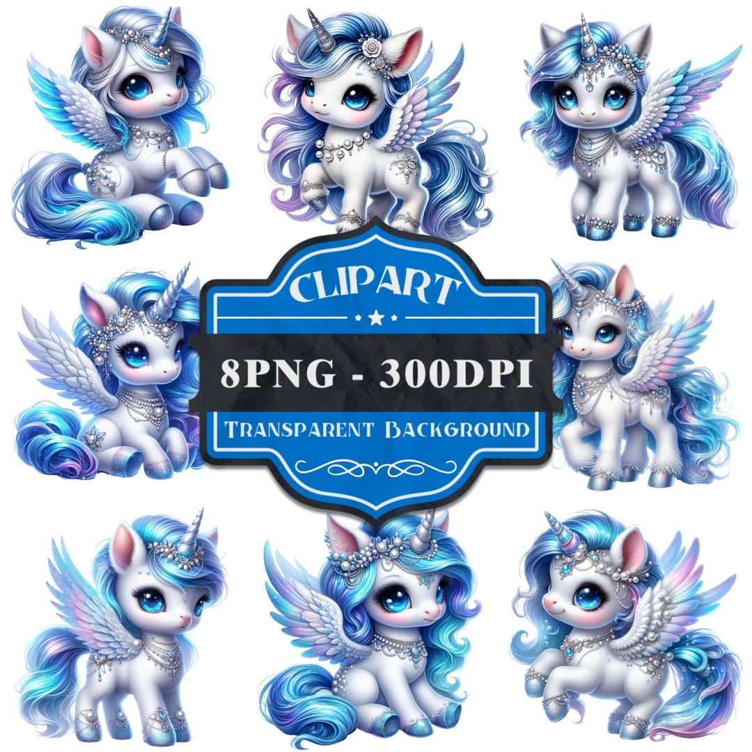 Whimsical Mystic Unicorn Clip Art | Set of 8 | Transparent Background ...