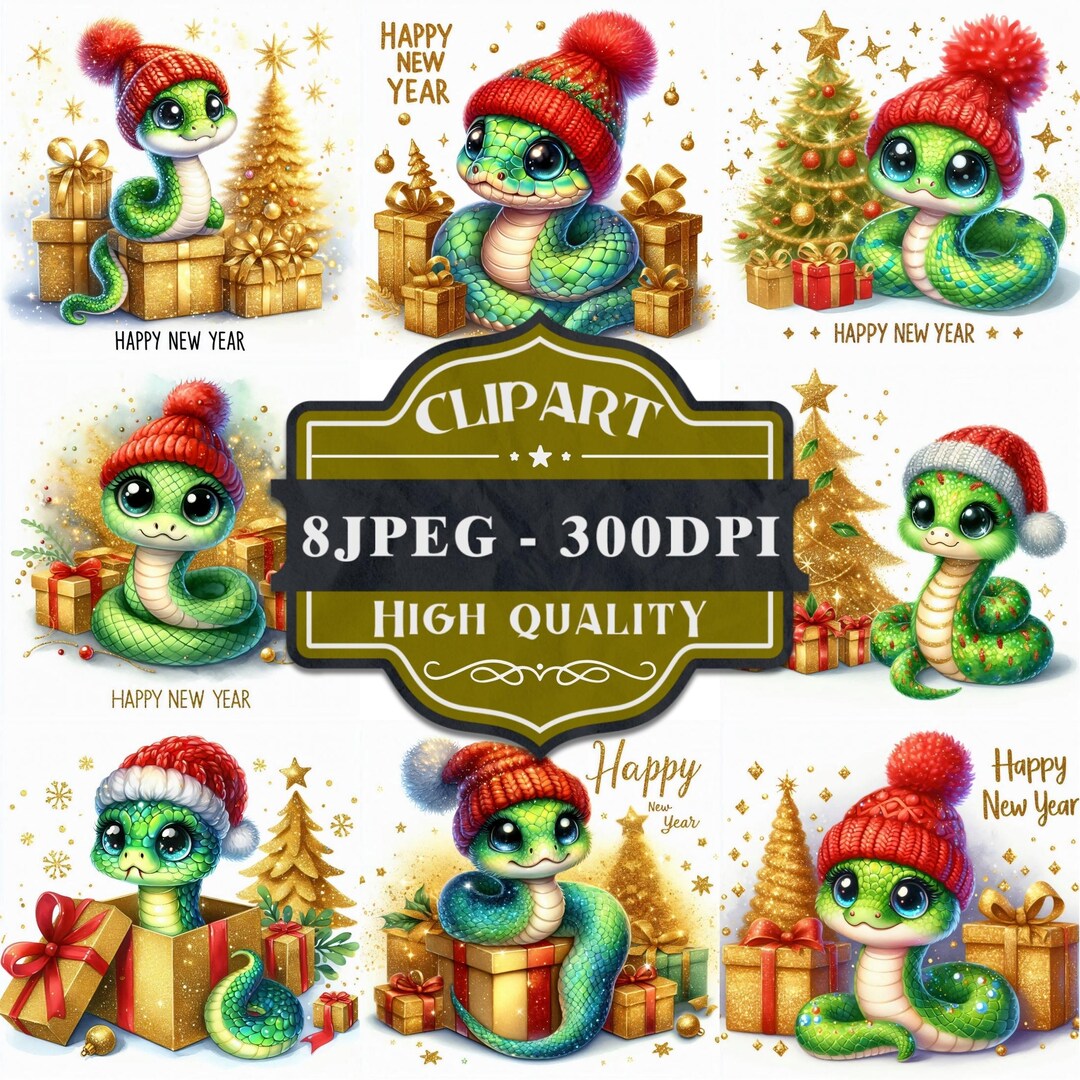 Year of the Snake Clipart: New Year JPEG Designs (300 DPI) - Etsy