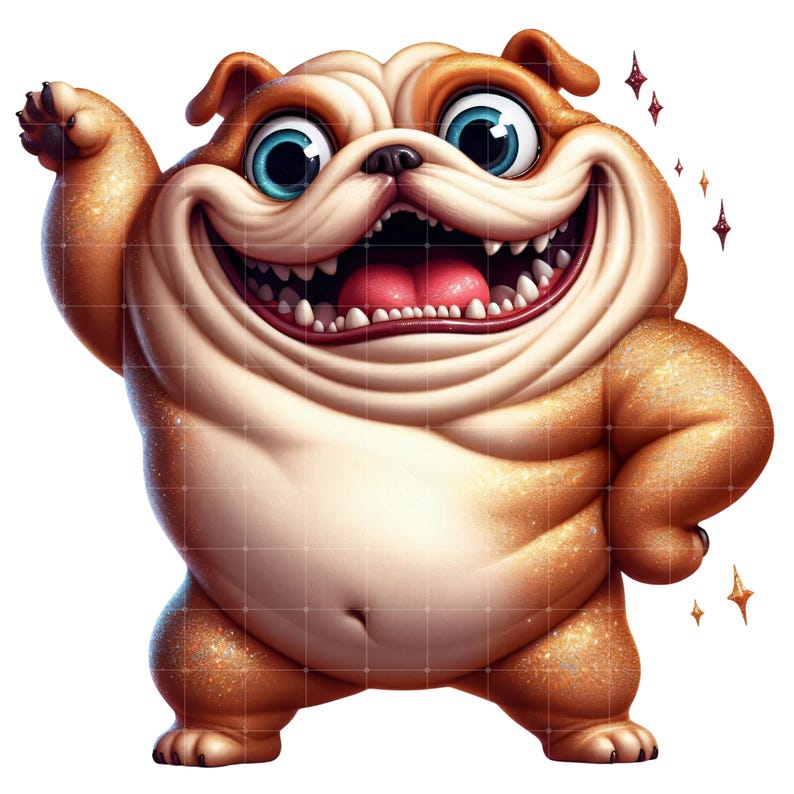 Quirky Bulldog Pose Clip Art | Set of 8 | Transparent Background | High ...