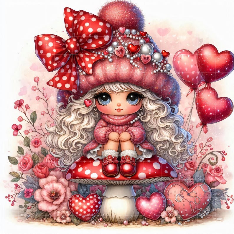 Valentines Gnome Princess Clipart: 8 JPEG Designs (300 DPI) - Etsy