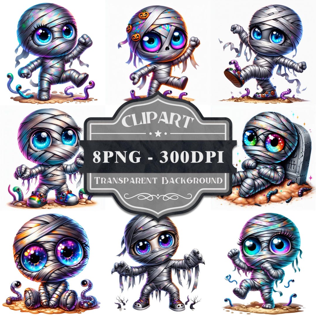 Mournful Mummy Mischief Clip Art | Set of 8 | Transparent Background ...