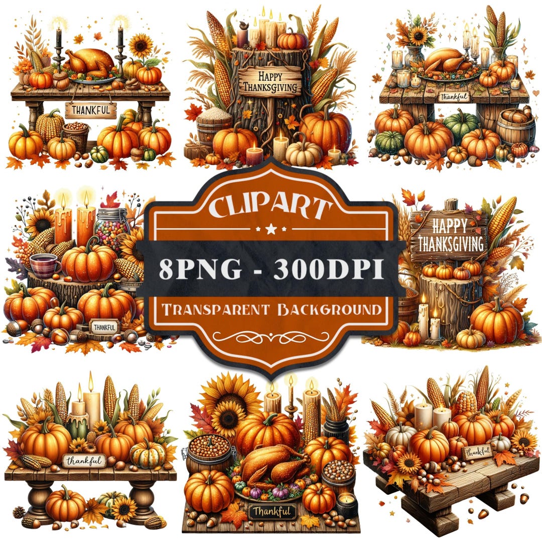 Thanksgiving Harvest Clipart: 8 PNG Designs (digital Download) - Etsy