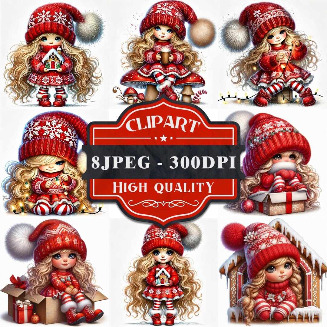 Christmas Gnomes Clip Art | 300 DPI JPEG, Sublimation Design (digital ...