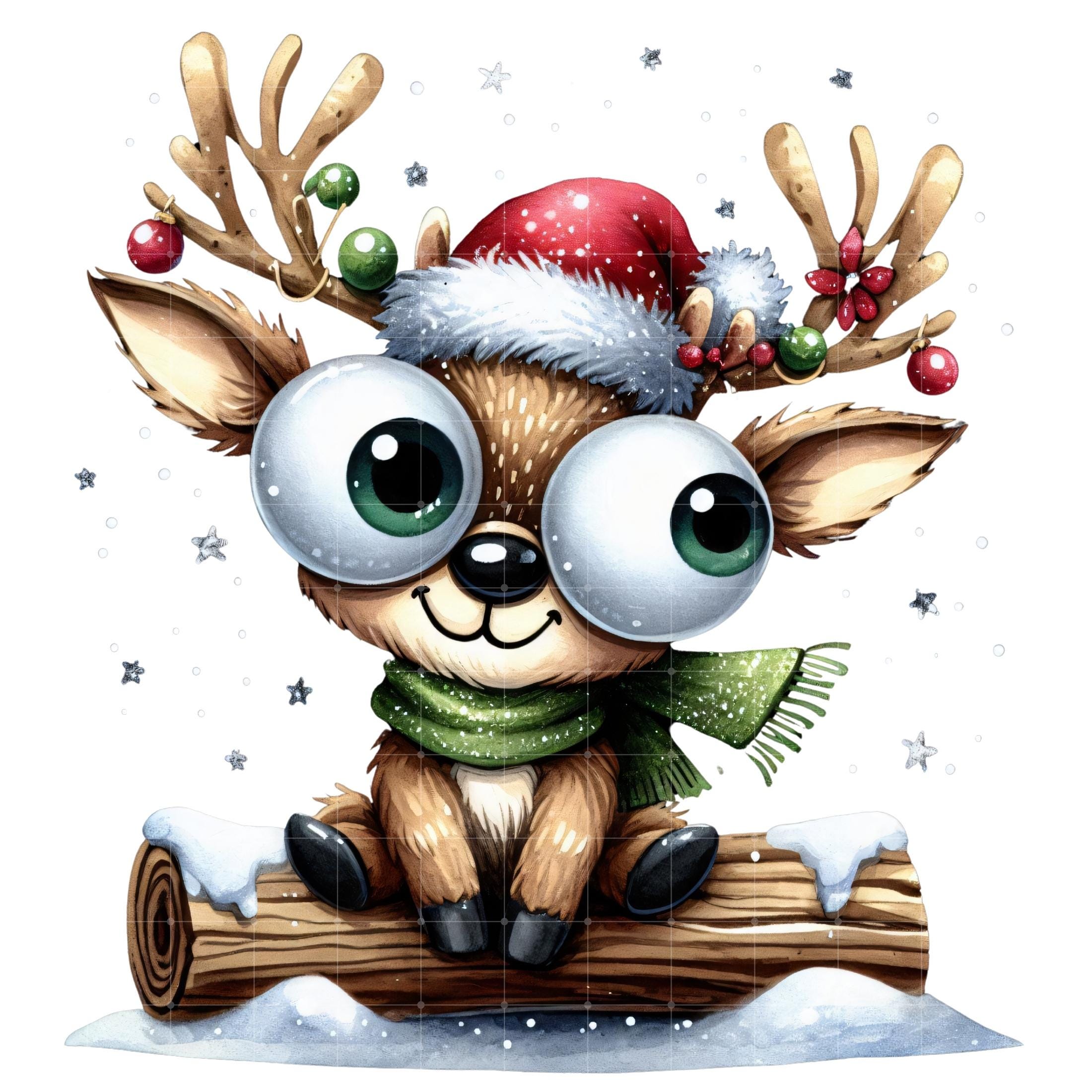 Quirky Reindeer Clipart: Snowy Christmas PNG Designs (digital Download ...