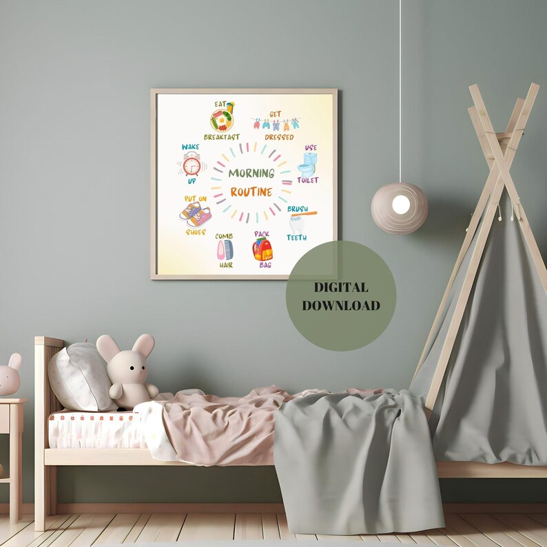 Toddler Morning Routine Printable Nursery Wall Decor for Kids Education ...