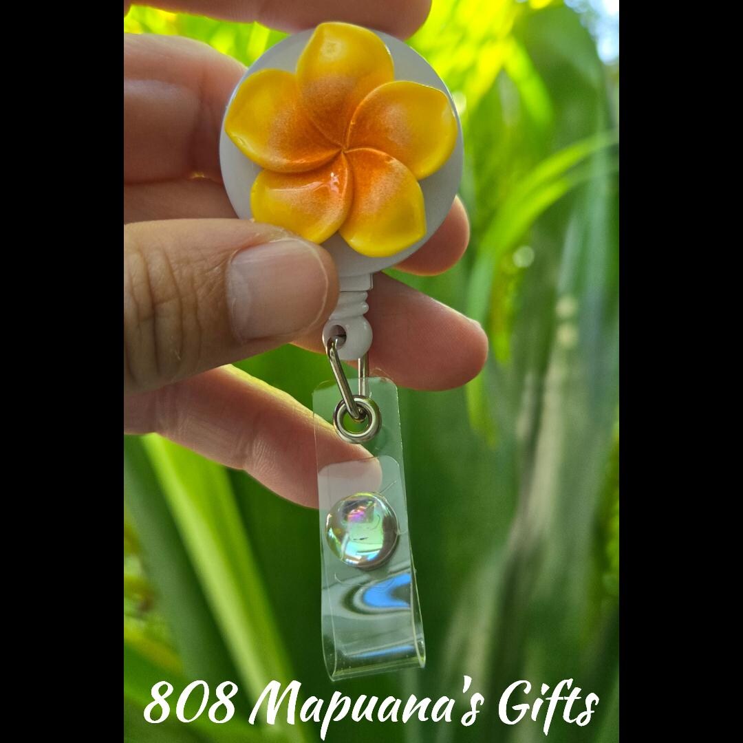 Plumeria Flower Badge Holder - Etsy