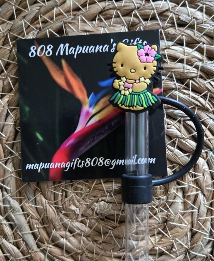 Hawaii Edition Hello Kitty Hula Girl Straw Topper - Etsy