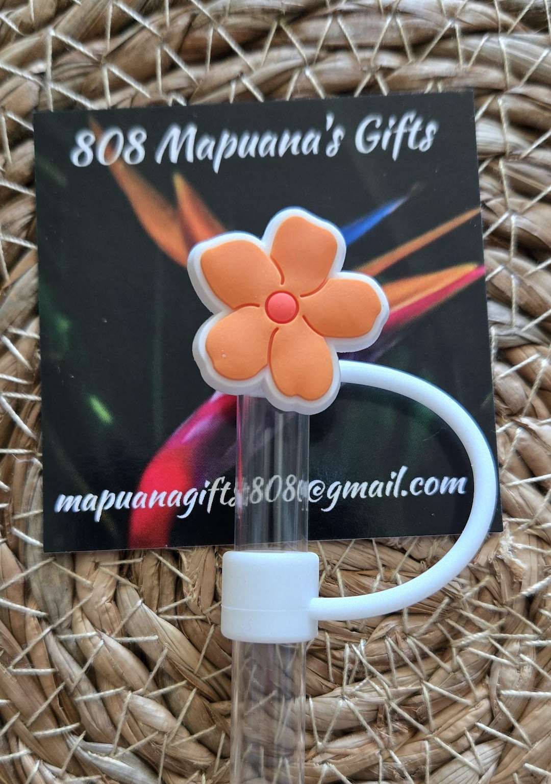 Hawaii Edition Orange Puakenikeni Flower Straw Topper - Etsy
