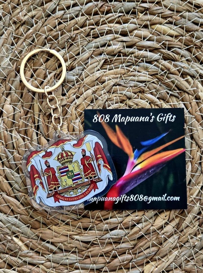 Hawaii Edition Hawaiian Coat of Arms Keychain - Etsy