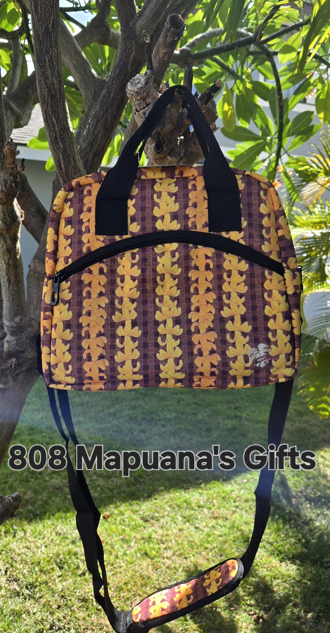 Brown Palaka With Puakenikeni Flowers Lunch Bag, Lunch Cooler Bag - Etsy