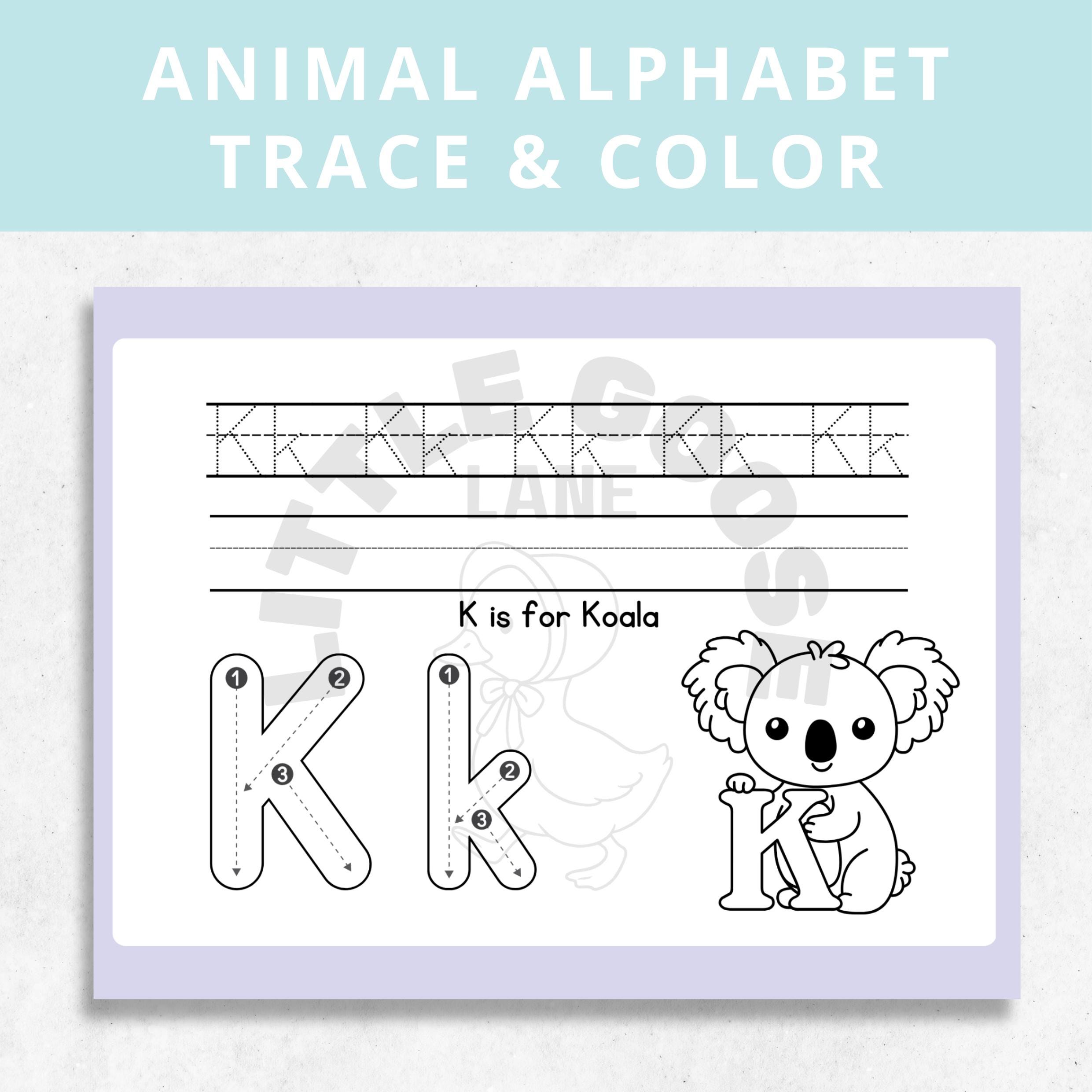 Animal ABC Tracing Workbook: Toddler Coloring Pages (PDF Format) - Etsy
