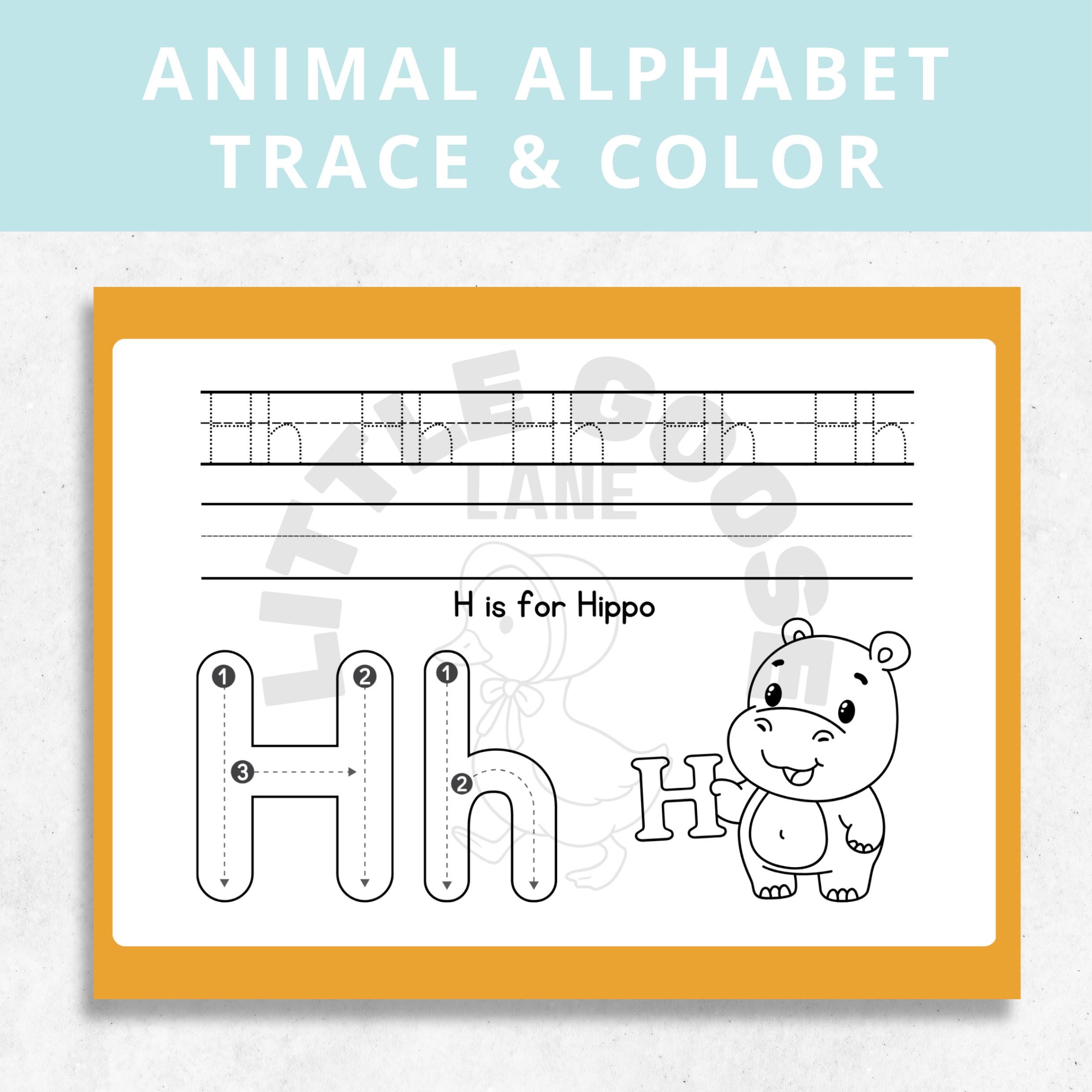 Animal ABC Tracing Workbook: Toddler Coloring Pages (PDF Format) - Etsy