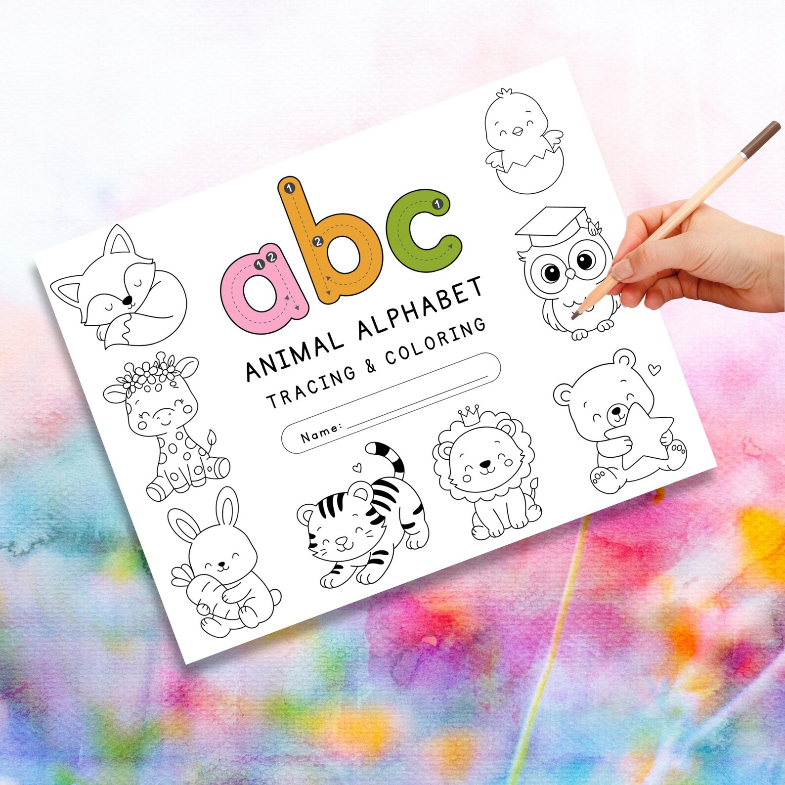 Animal ABC Tracing Workbook: Toddler Coloring Pages (PDF Format) - Etsy