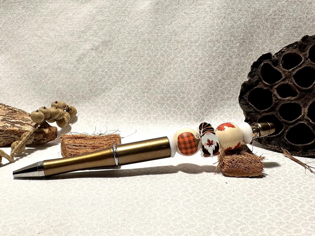 Thanksgiving Pen- Knome Autumn Leaves and Pumpkins. Handcrafted. Black ...