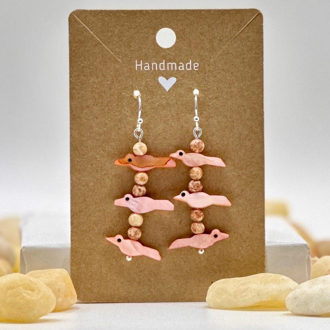 Pink & Coral Shell Birds- Everyone is Unique! Handcrafted. - Etsy