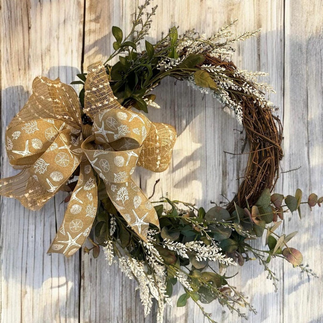 Front Door Coastal or Farmhouse Door Wreath- Every Day Year-round Charm ...