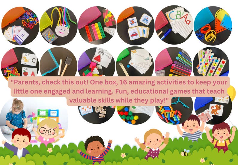 Montessori Activity Box: 16 Learning Sets With Carrying Case - Etsy