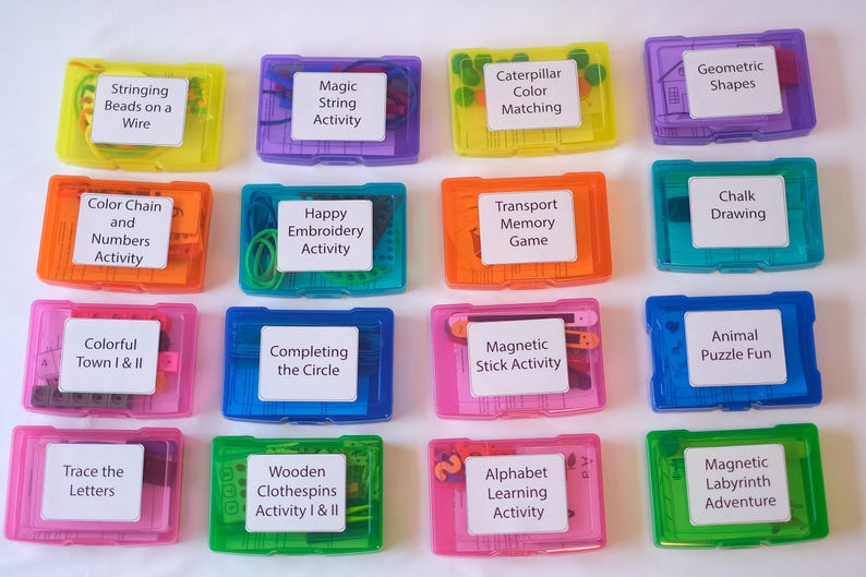 Montessori Activity Box: 16 Learning Sets With Carrying Case - Etsy