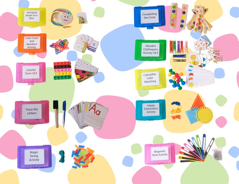 Montessori Activity Box: 16 Learning Sets With Carrying Case - Etsy