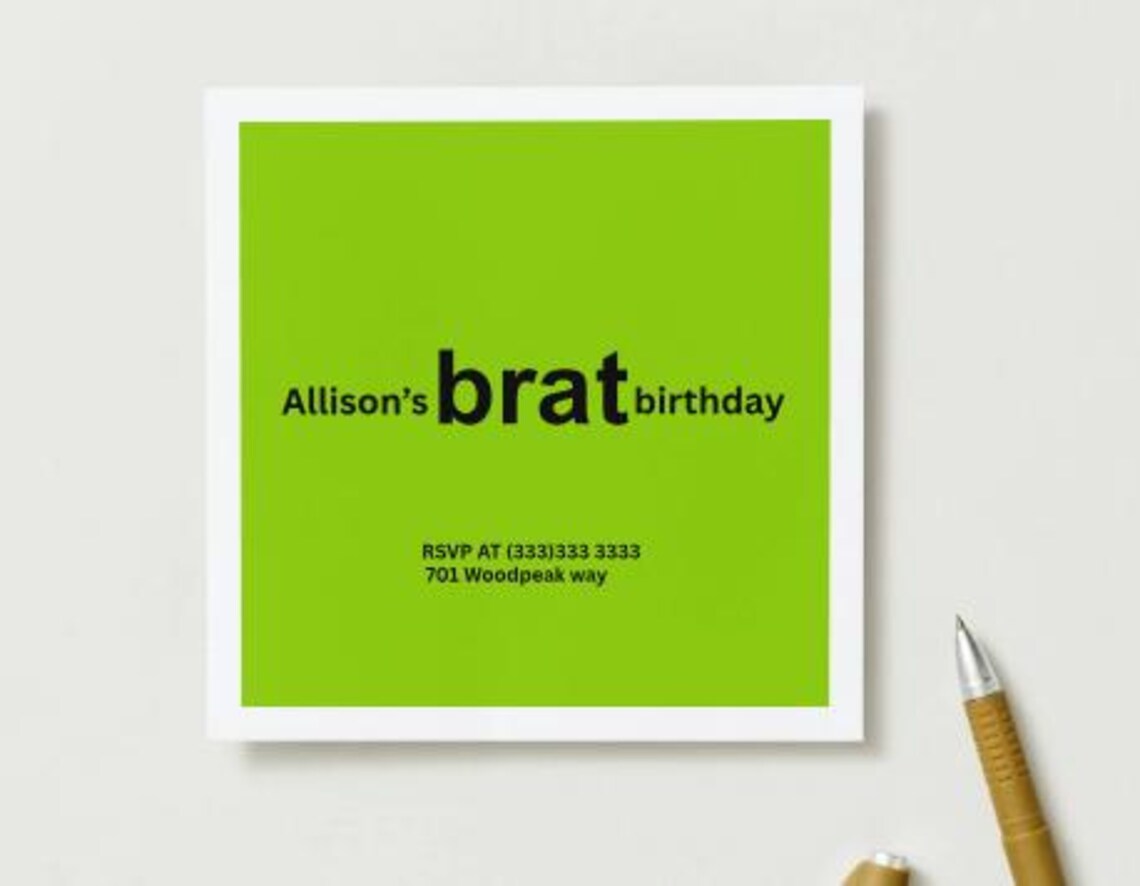 Brat Teenage Girls Album Cover Editable Template Invitation, Trendy ...