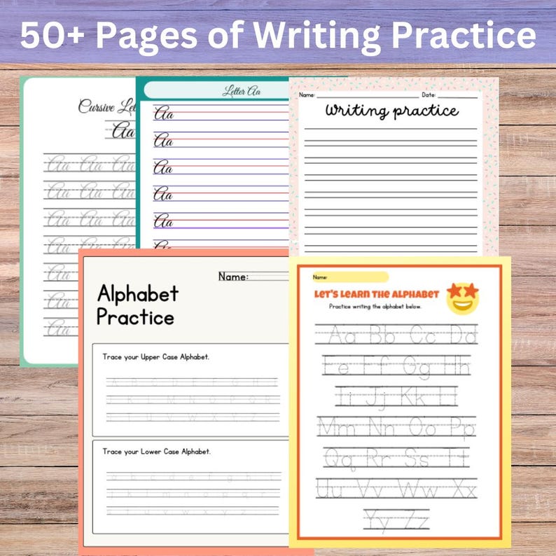 Printable Writing Worksheets for Kids 50 Pages Alphabet Tracing ...