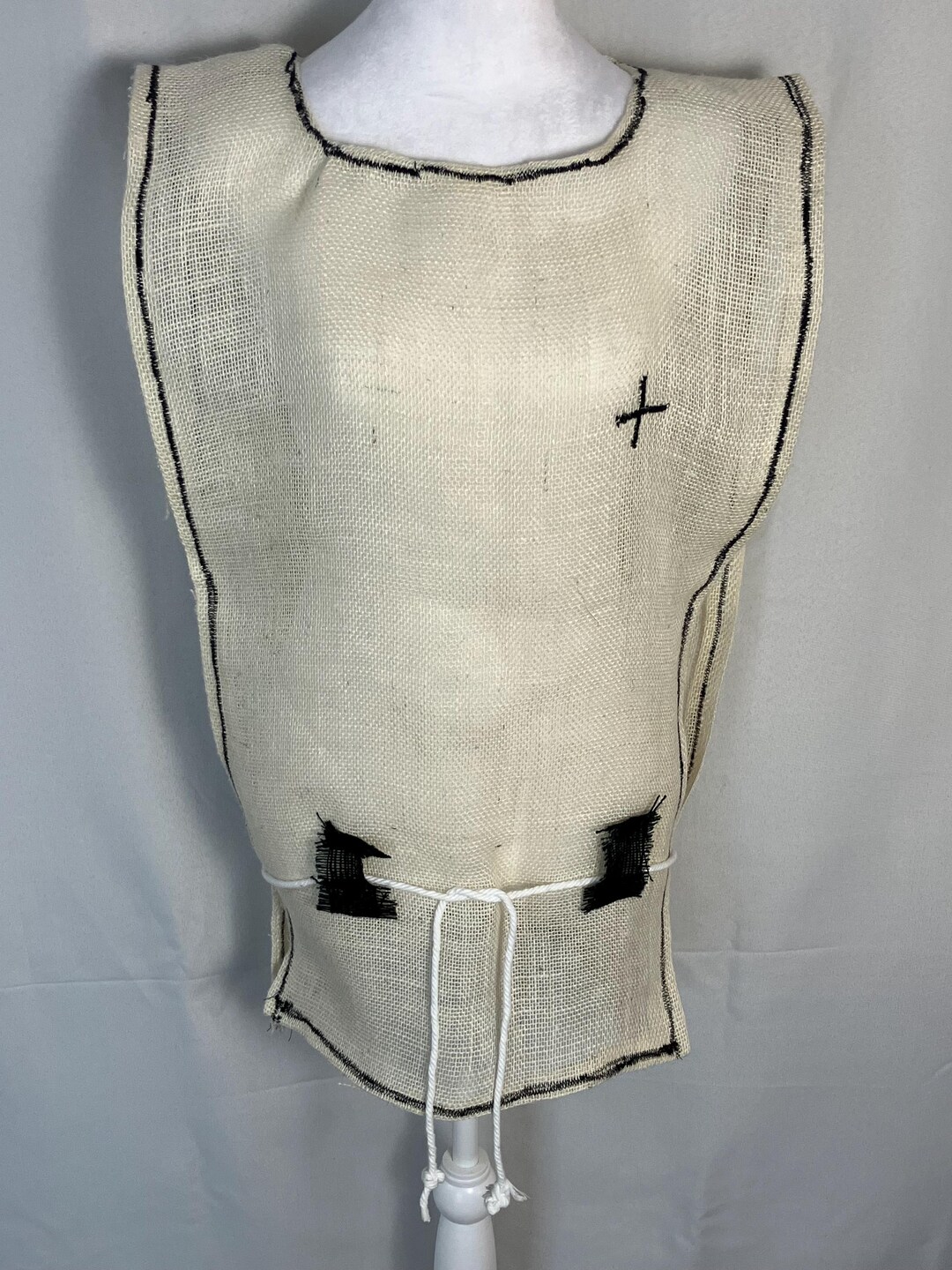 White Jute Burlap Hair Shirt With Rope and Sewn Cross - Etsy