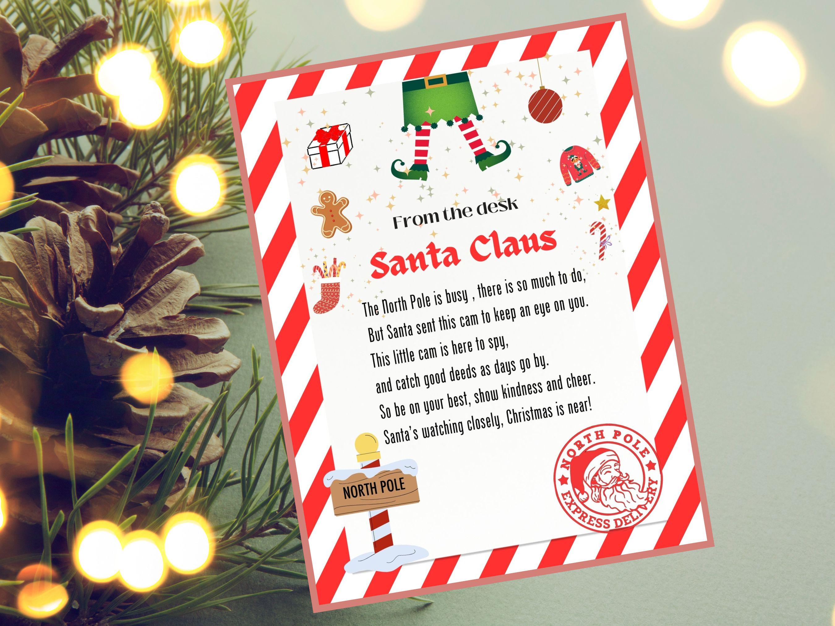 Santa Cam, Santa Cam Letter, Printable Santa Surveillance, Digital ...