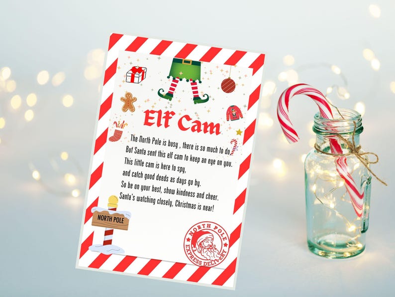 Elf Cam, Elf Cam Letter, Printable Elf Surveillance, Digital Download ...