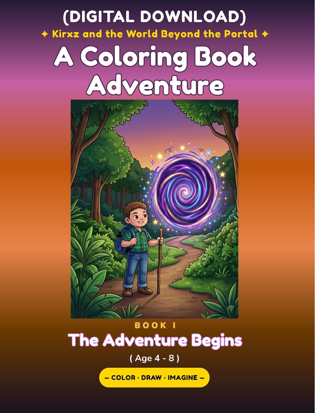 Kids Adventure Coloring Book | Knights, Space, Jungle Scenes (digital ...