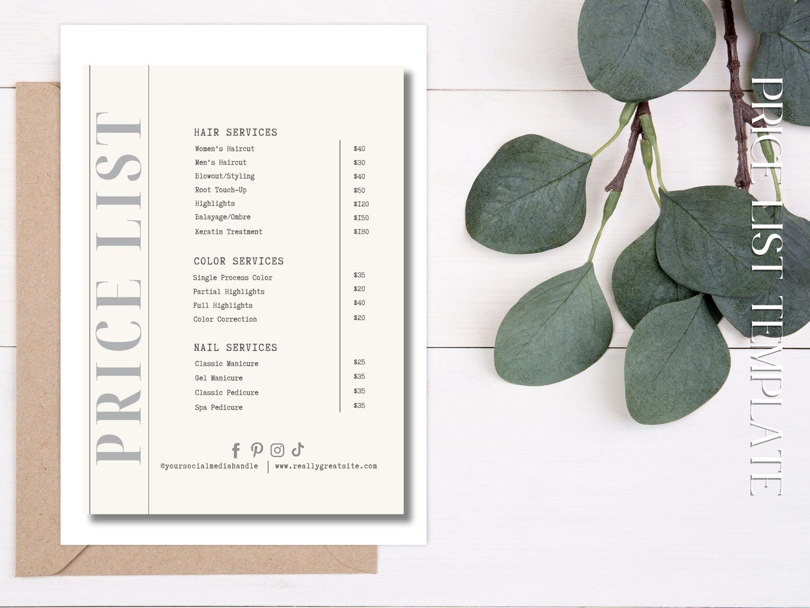 Editable Beautician Price List Template for Small Business | Canva ...