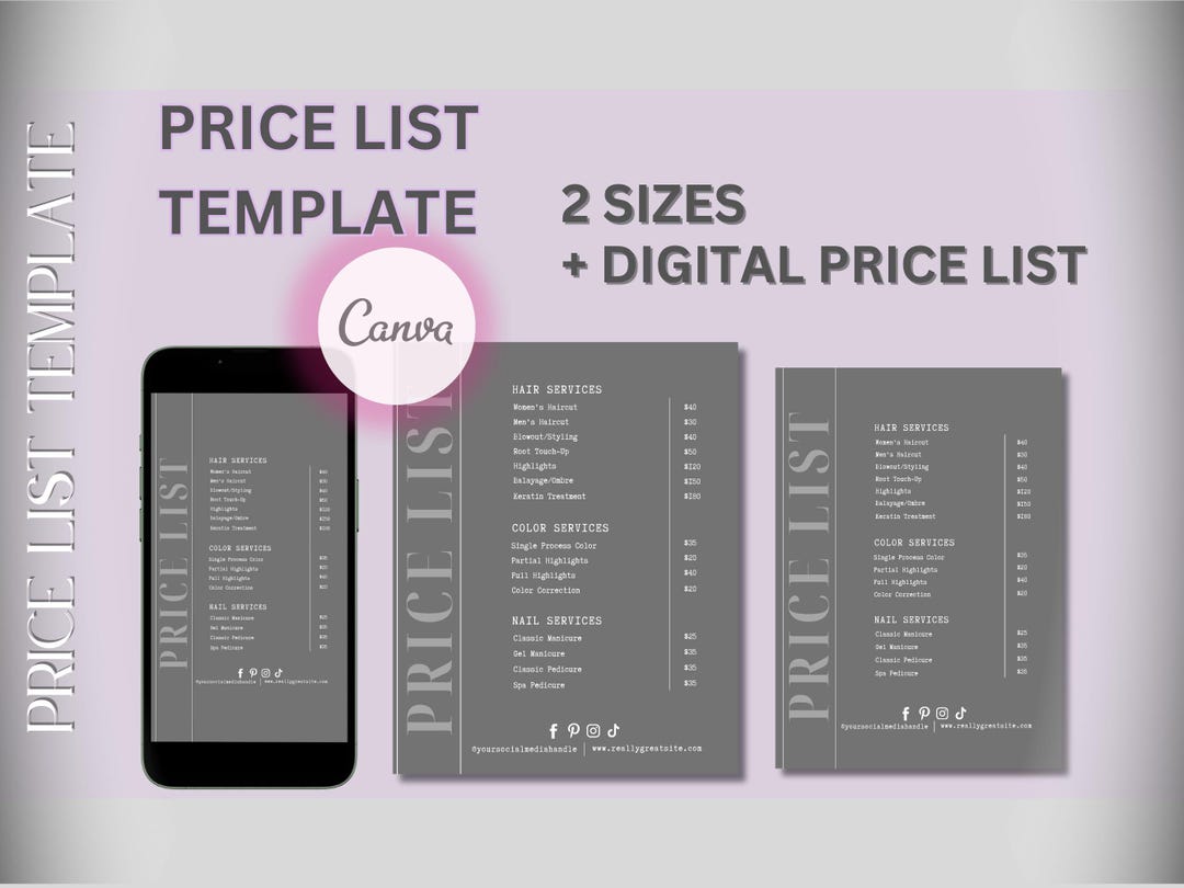 Editable Beautician Price List Template for Small Business | Canva ...