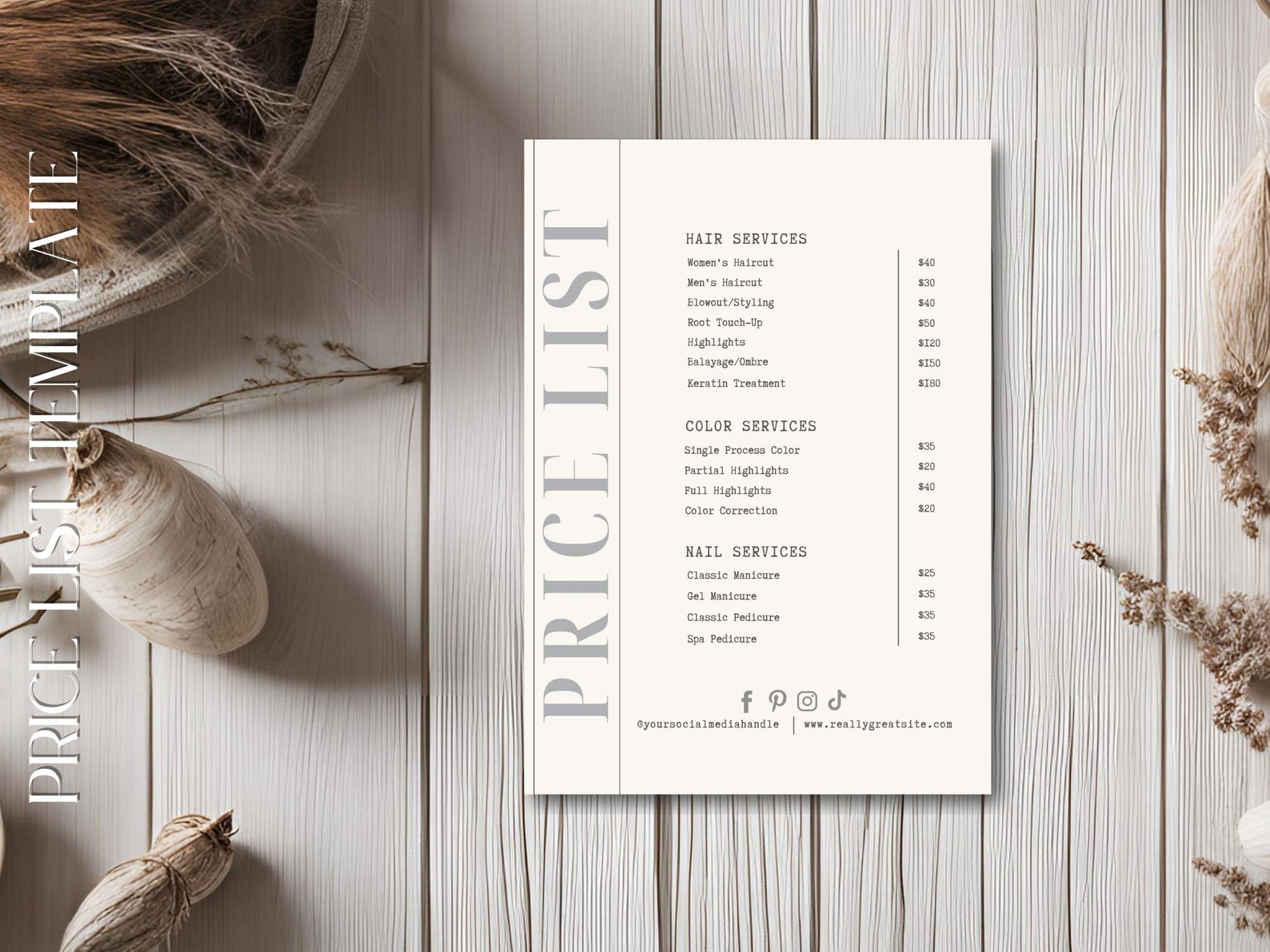Editable Beautician Price List Template for Small Business | Canva ...