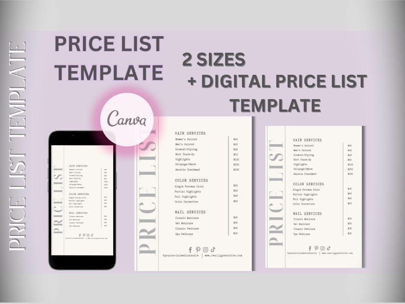 Editable Beautician Price List Template for Small Business | Canva ...