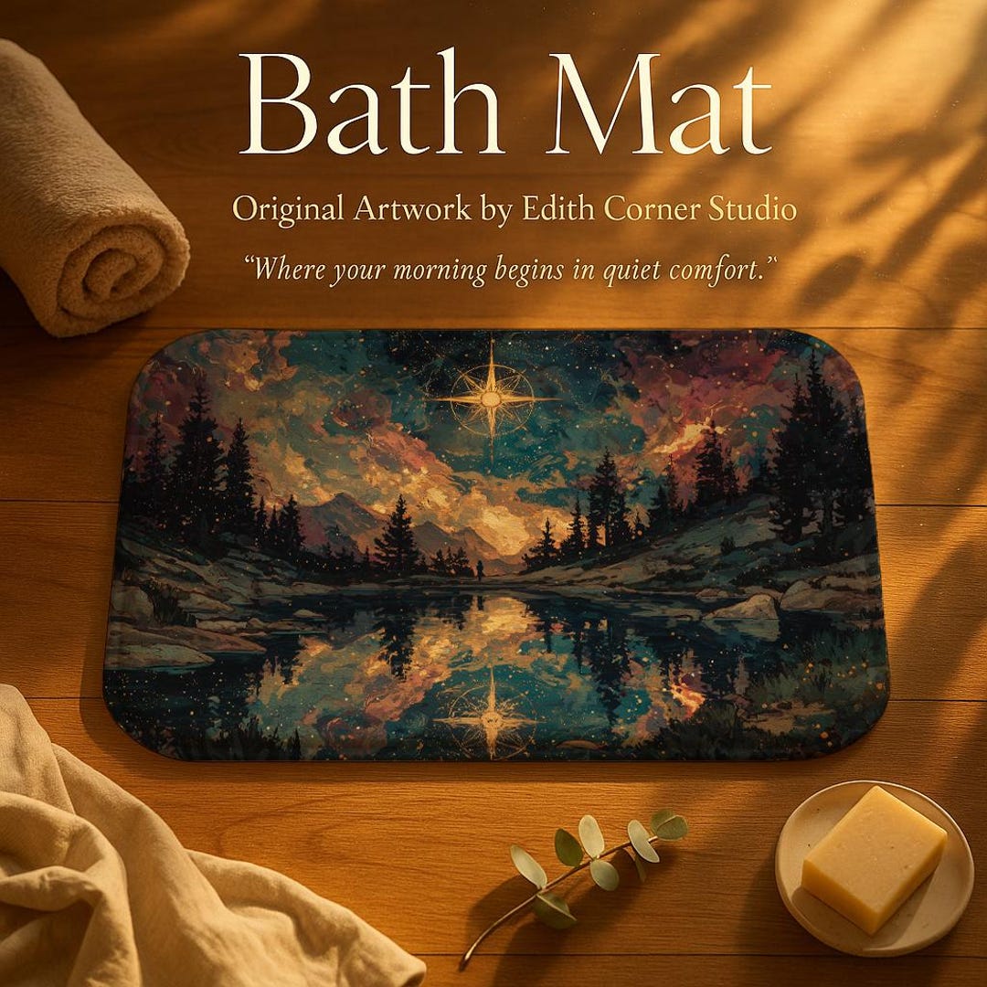 Celestial Mountain Lake Bath Mat, Memory Foam, Anti-slip - Etsy