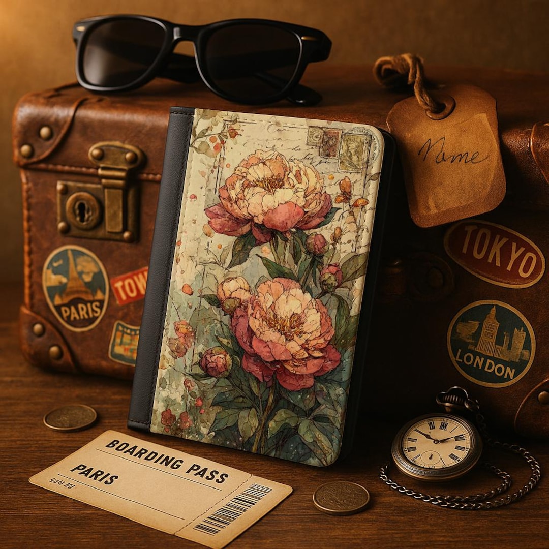 Personalized Vintage Passport Cover Letters in Bloom, RFID Wallet ...