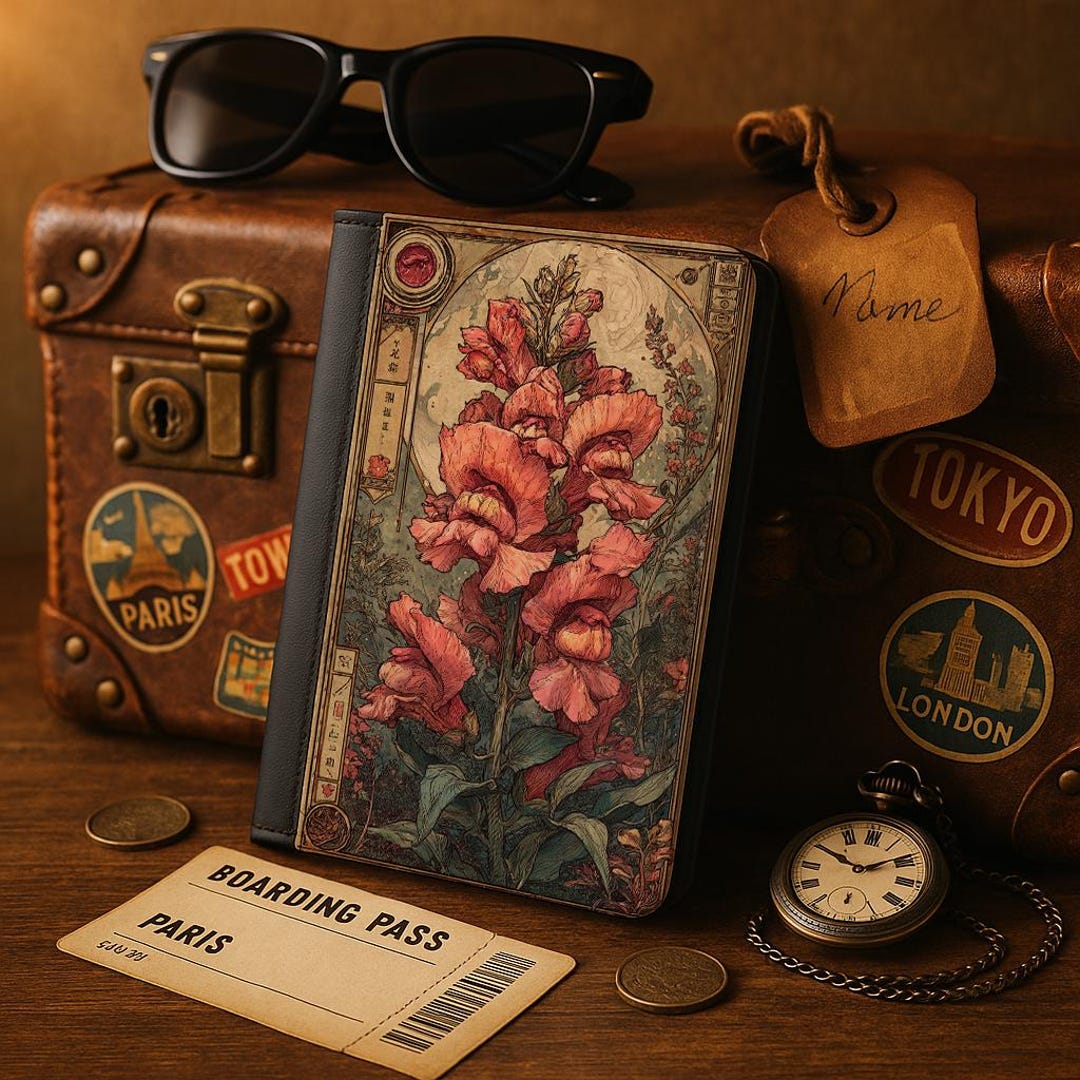 Vintage Passport Cover Snapdragons Bloom, RFID Passport Wallet, Floral ...