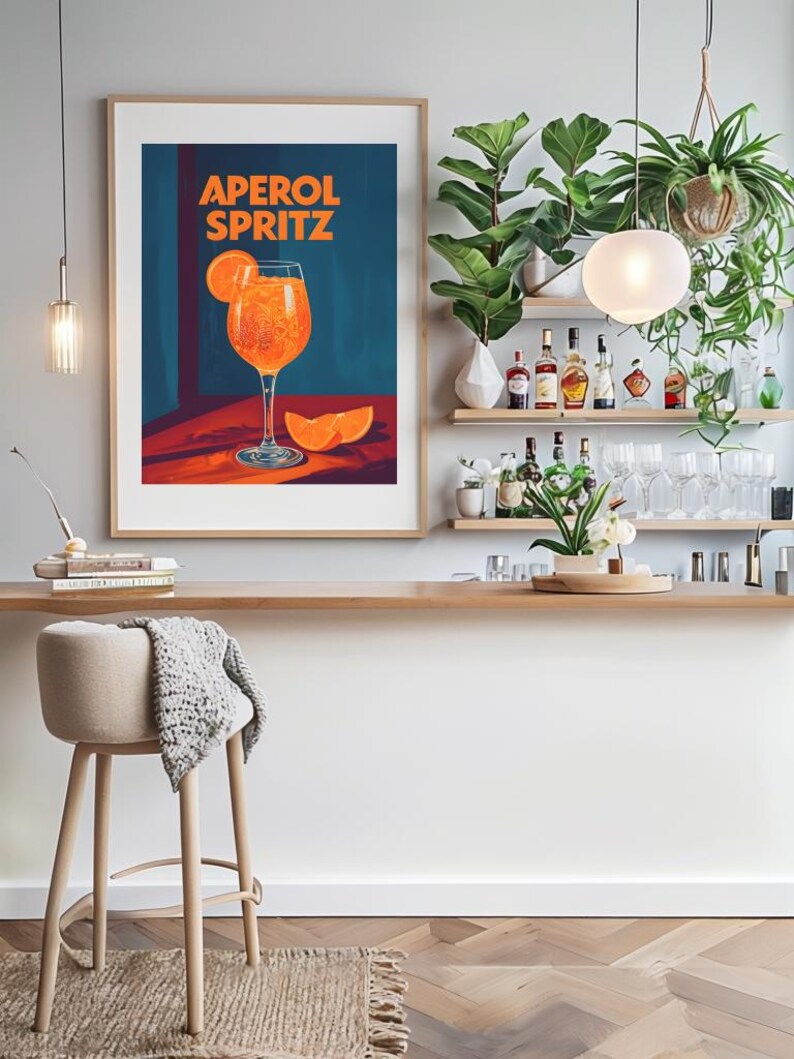 Vintage Aperol Spritz Cocktail Print: Mid-century Modern Bar Art ...