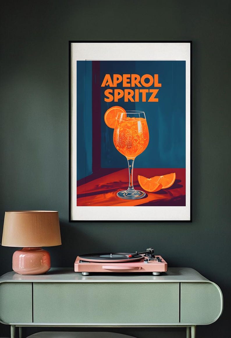 Vintage Aperol Spritz Cocktail Print: Mid-century Modern Bar Art ...