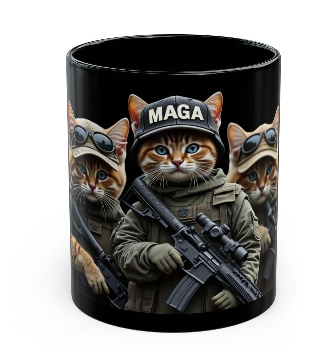 Funny MAGA Cat Mug, Cool Trump Supporter Coffee Cup, Patriotic Kitten ...