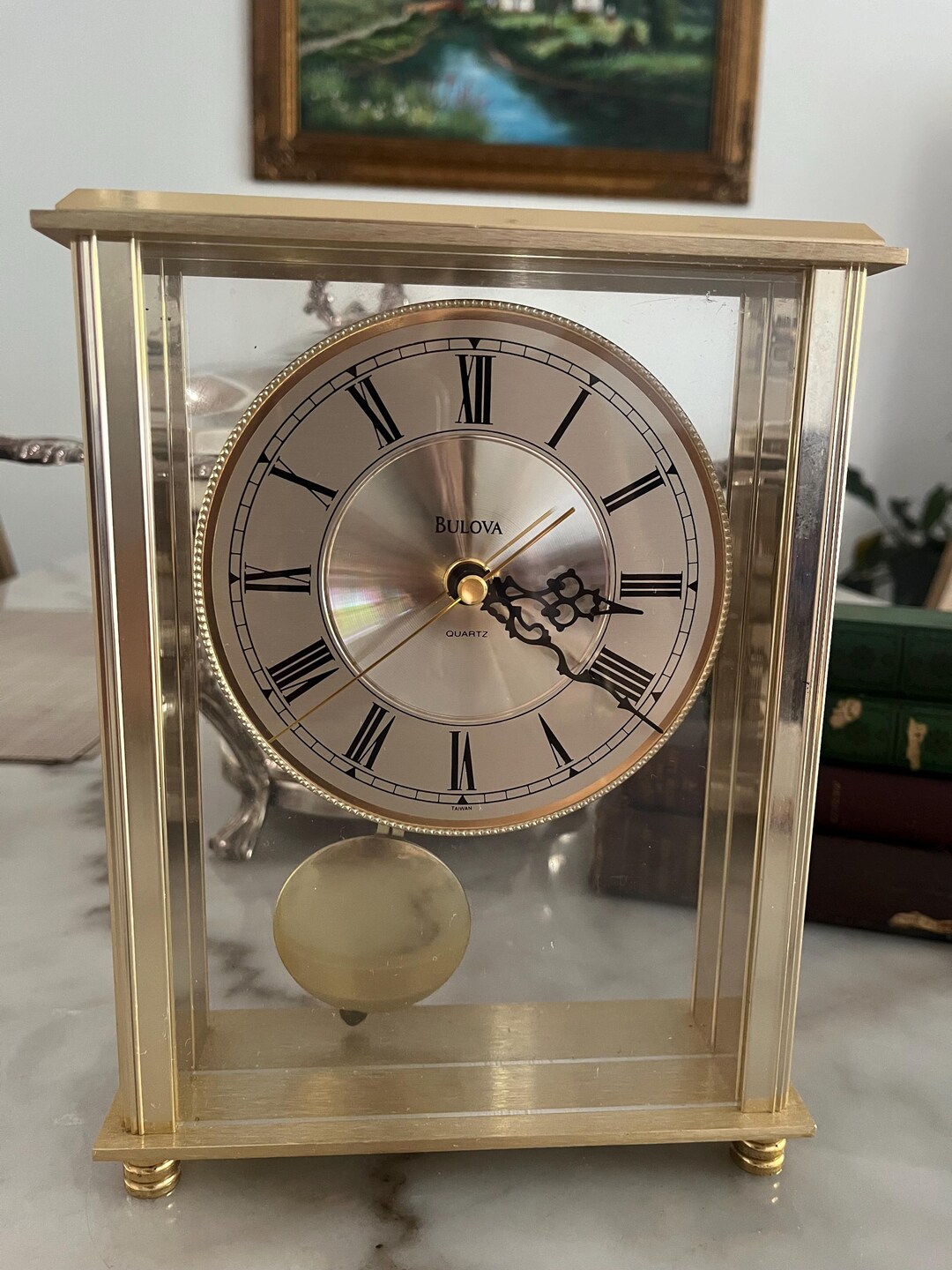 Bulova Gold Desk Clock - Etsy